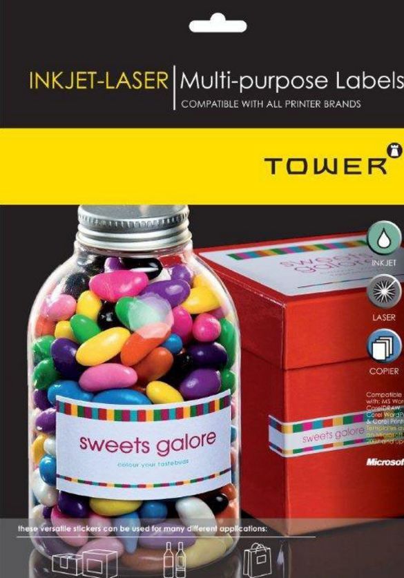 TOWER A4 Self adhesive Printable Labels Sticker Paper 1000 Sheets 1 Up 