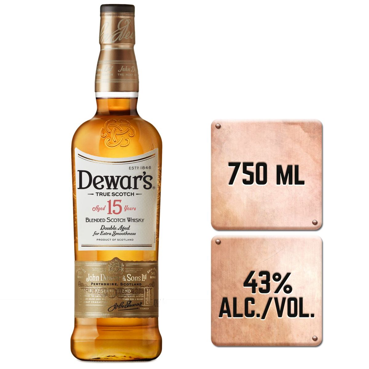 Dewar's 15 Year Old Blended Scotch Whisky, 43% ABV, 750ml | Shop Today ... Dewar's 15 Year Old Blended Scotch Whisky, 43% ABV, 750ml | Shop Today ...