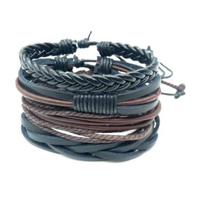 Killer Deals Handmade Layered Rope Chain Vegan PU Leather Bracelet- L ...