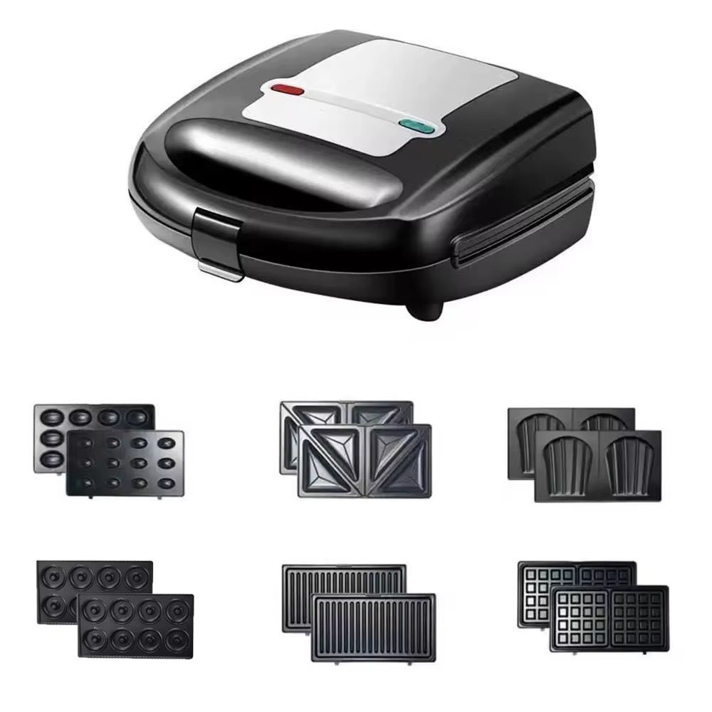 6-in-1 Multifunctional Electric Breakfast Maker with Removable Plates ...