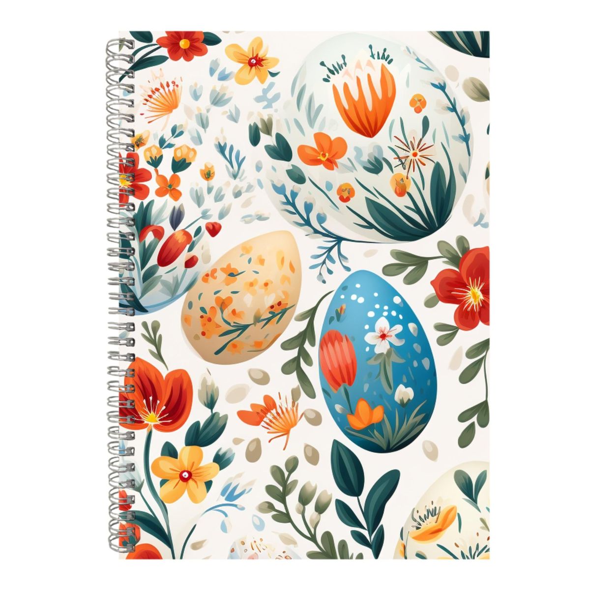 White A4 Notebook Spiral and Lined with Easter Graphic Notepad Present ...