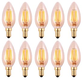 E14 3W Candle LED Filament Bulb - 10 Pack Warm White C35 Globe | Shop ...