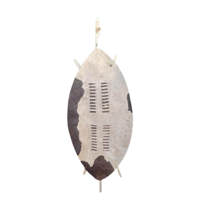 Extra Large Zulu Isihlangu Shield - Real Cowhide, Brown and White ...