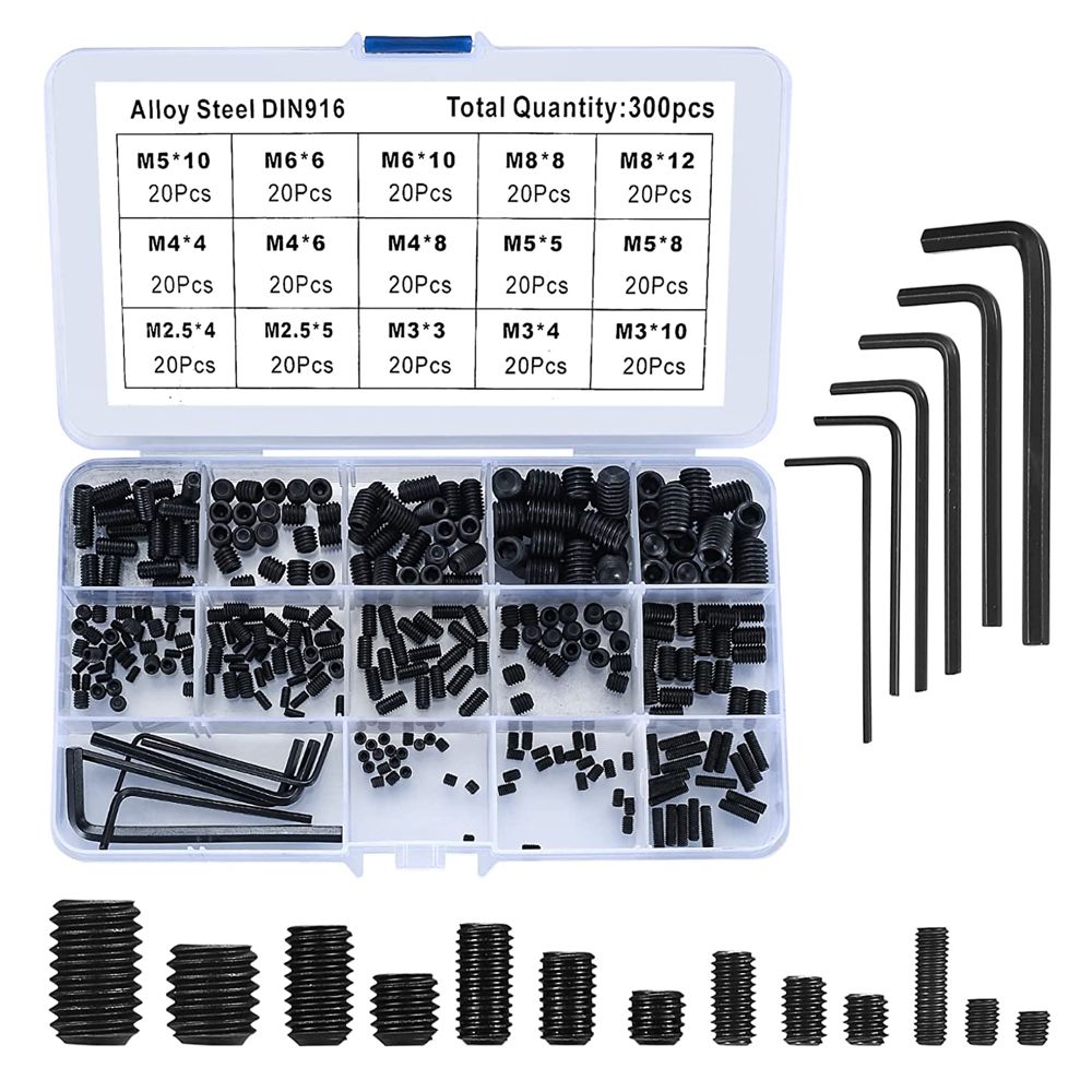 Tools DIY Multi Size Concave Hexagon Socket Screw & Alan Key Set of 300 ...