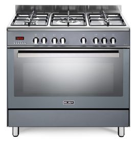Elba 01-9FX827SL Fusion 5 Burner Gas Cooker Elec Oven 90cm Slate Grey ...