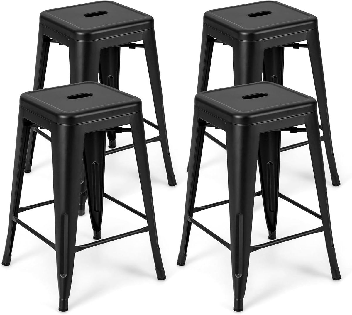 Metal stackable bar stools- 4 Pack in Black/Red/White | Shop Today. Get ...