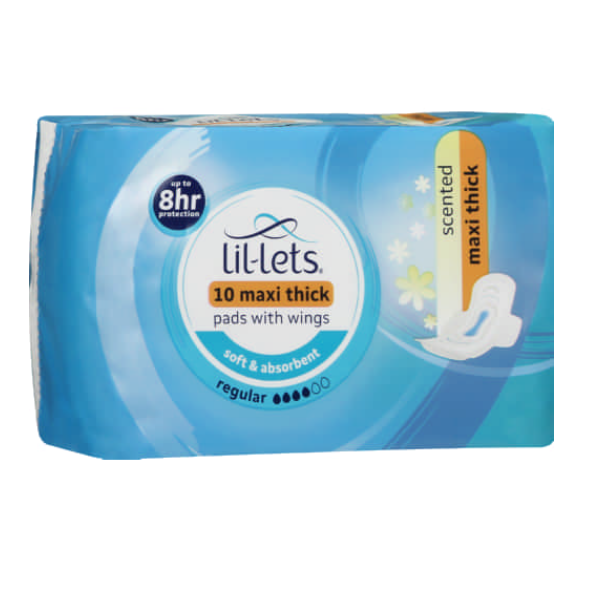 Lil-Lets Maxi Thick Pads With Wings Regular Scented - 4 packets x 10 ...