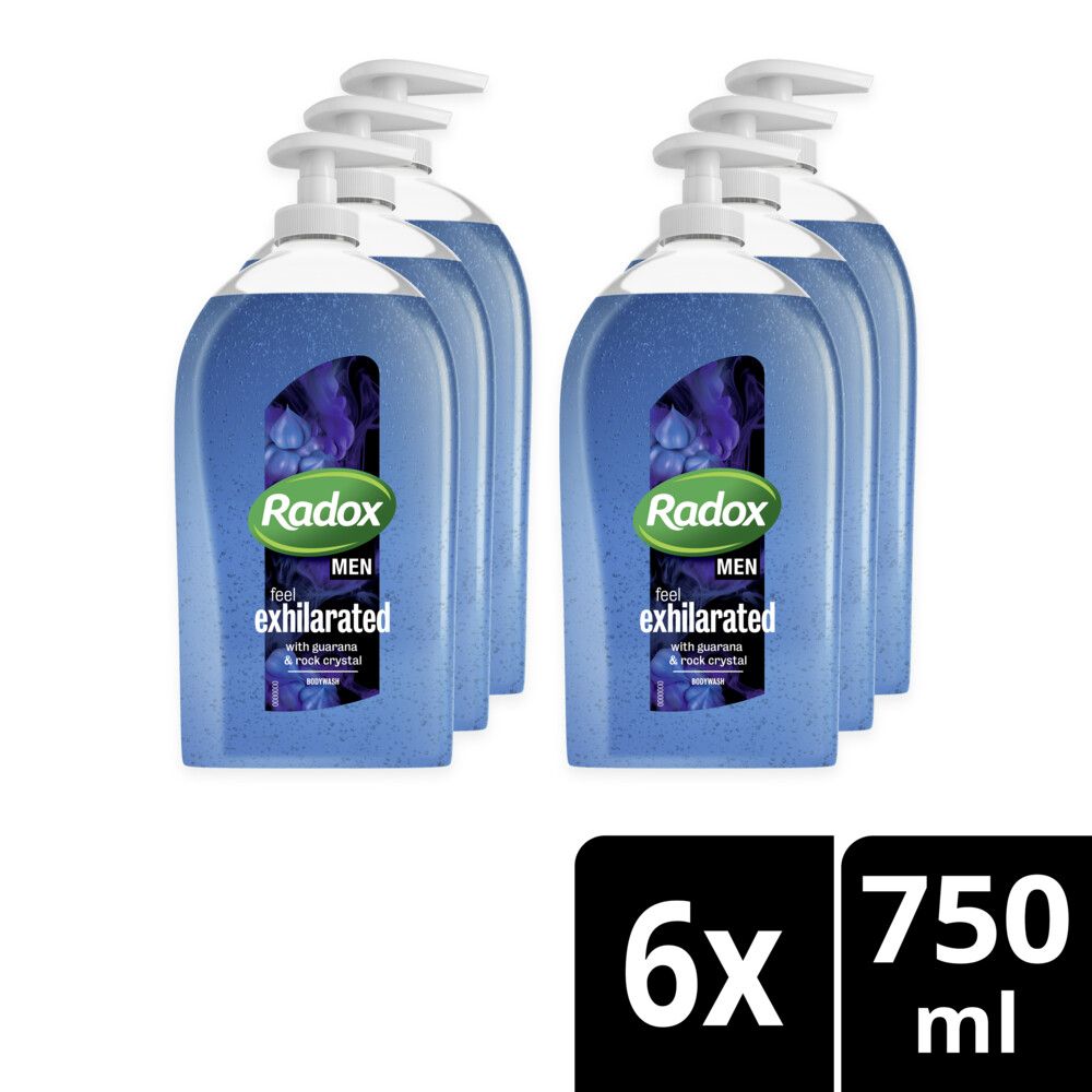 Radox Men Feel Exhilarated Guarana and Rock Crystal Body Wash 6x750ml ...