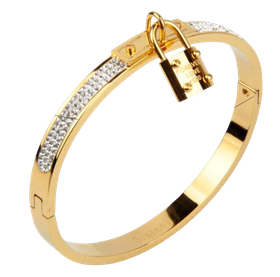 Stainless Steel 18K Gold Plated Love Lock Bangle Bracelet | Shop Today ...
