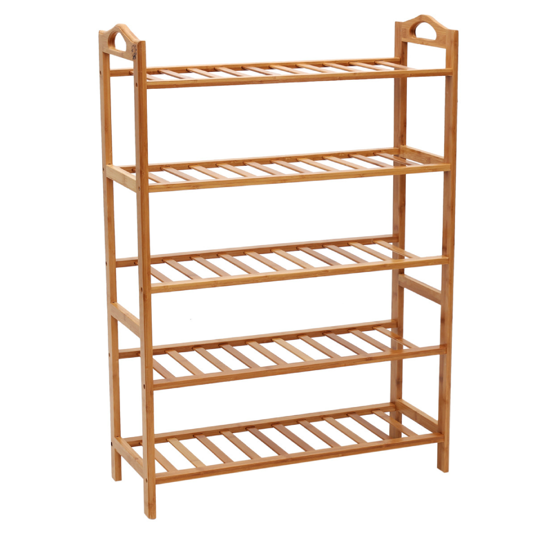 5 Tier Bamboo Shoe Rack Shelf Storage Organizer For Closet Bathroom ...