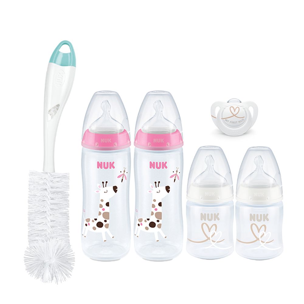 NUK Temperature Control 4 Bottle Starter Pack Giraffe/Hearts - 0-6 ...