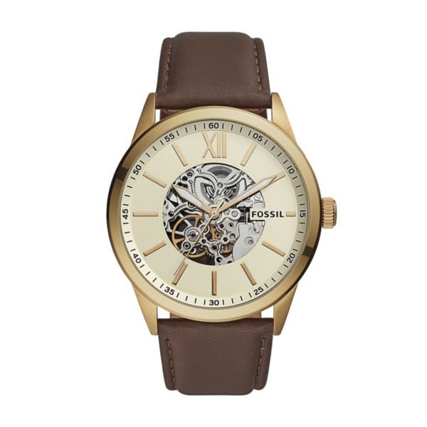 Fossil Flynn Gold Leather Dress Watch-BQ2382 | Shop Today. Get it ...