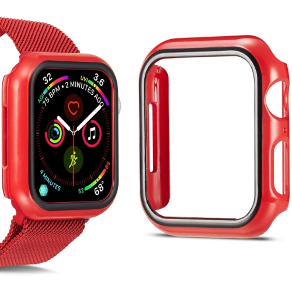 Protective Case with Tempered Glass for Apple iWatch 44mm - Red | Shop ...
