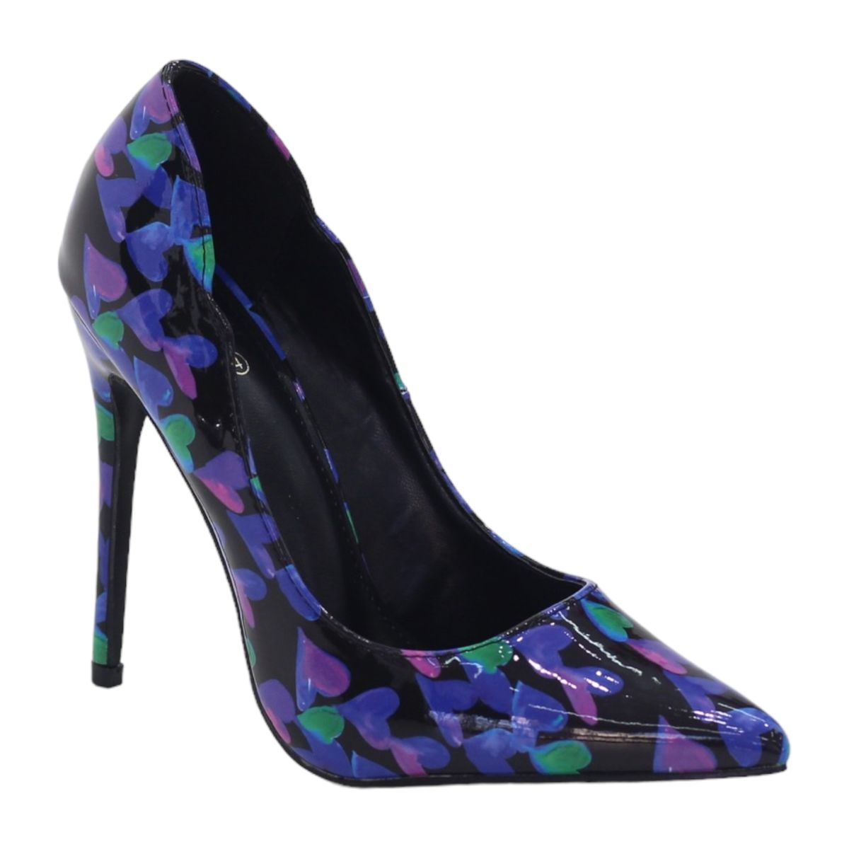 LaMara Paris Akriti graffiti 12cm High Heel Court Black Blue Heart ...