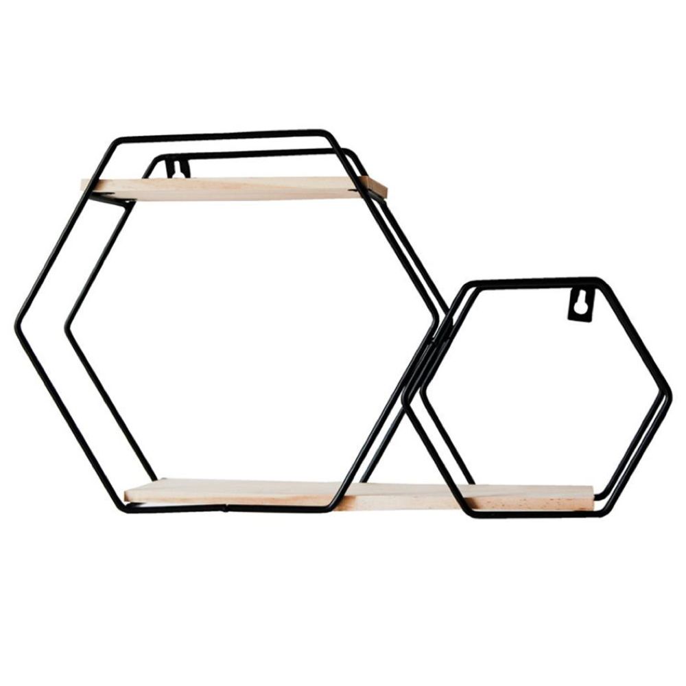 Home Decor Wall Hanging Double Hexagon Rack Shelf 42cm | Shop Today ...