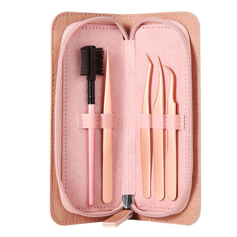 Rose Gold Professional Eyelash Extensions Tweezer Set with Pouch | Shop ...