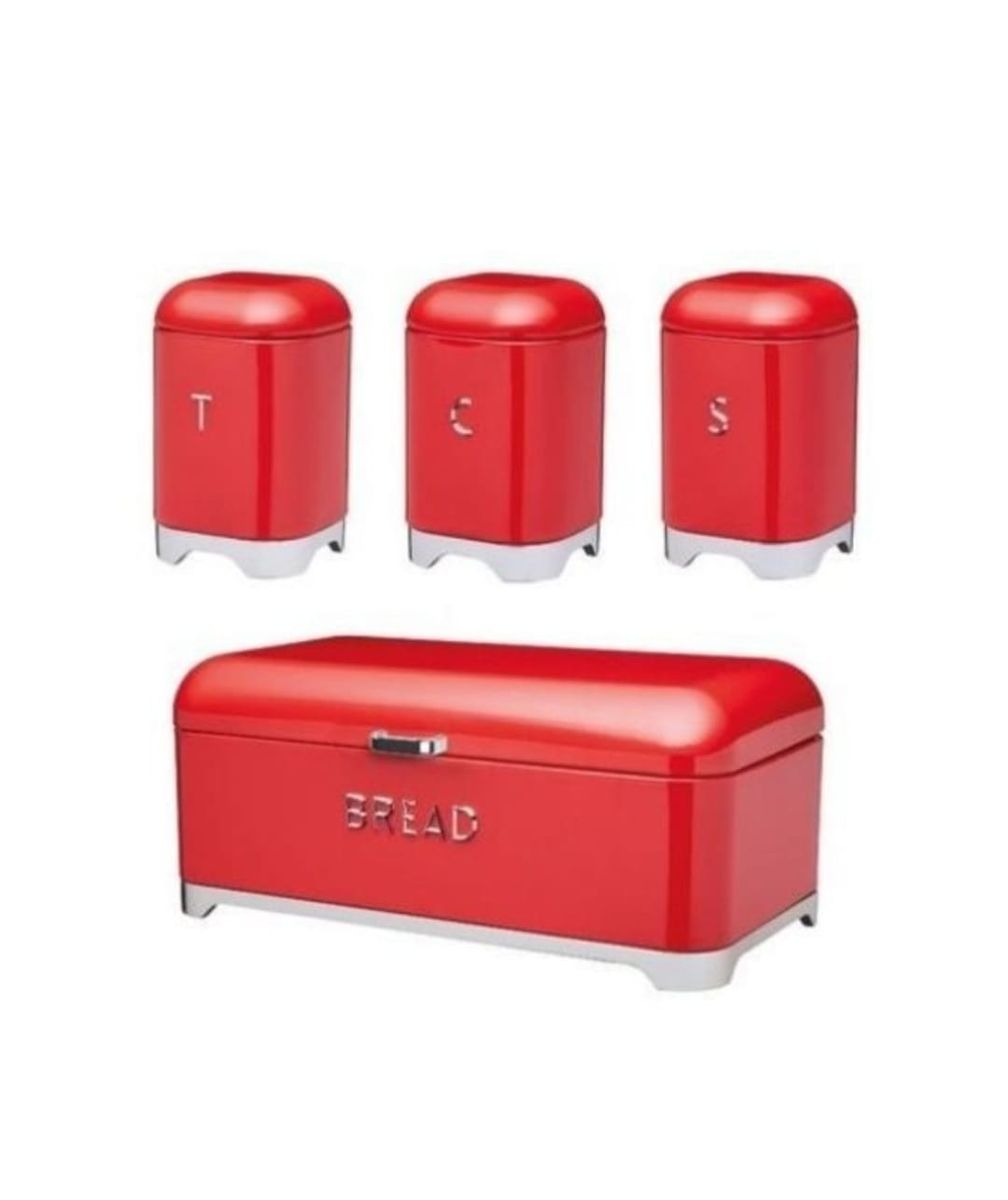 Bread Bin With 3 Pcs Canister Set RED Shop Today Get It Tomorrow
