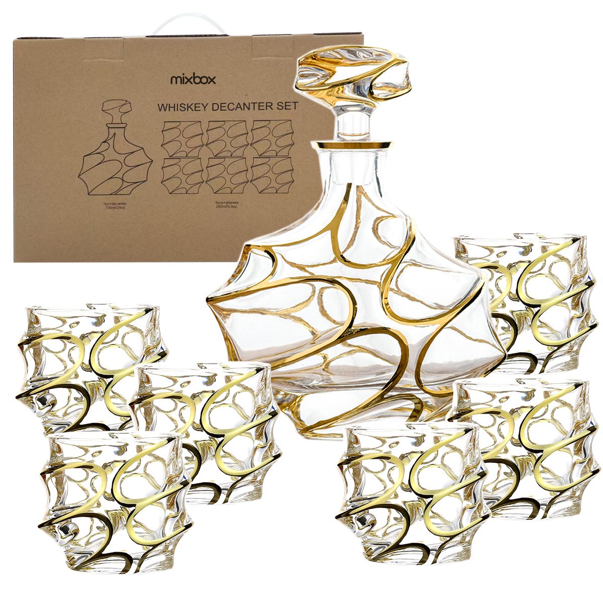 Mix Box Whiskey Decanter Set Phnom Penh with 6 Glasses | Shop Today ...