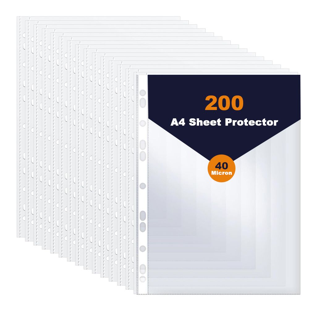 200 Pieces - A4 Sheet Clear Double-Sided Punched Pockets | Shop Today ...
