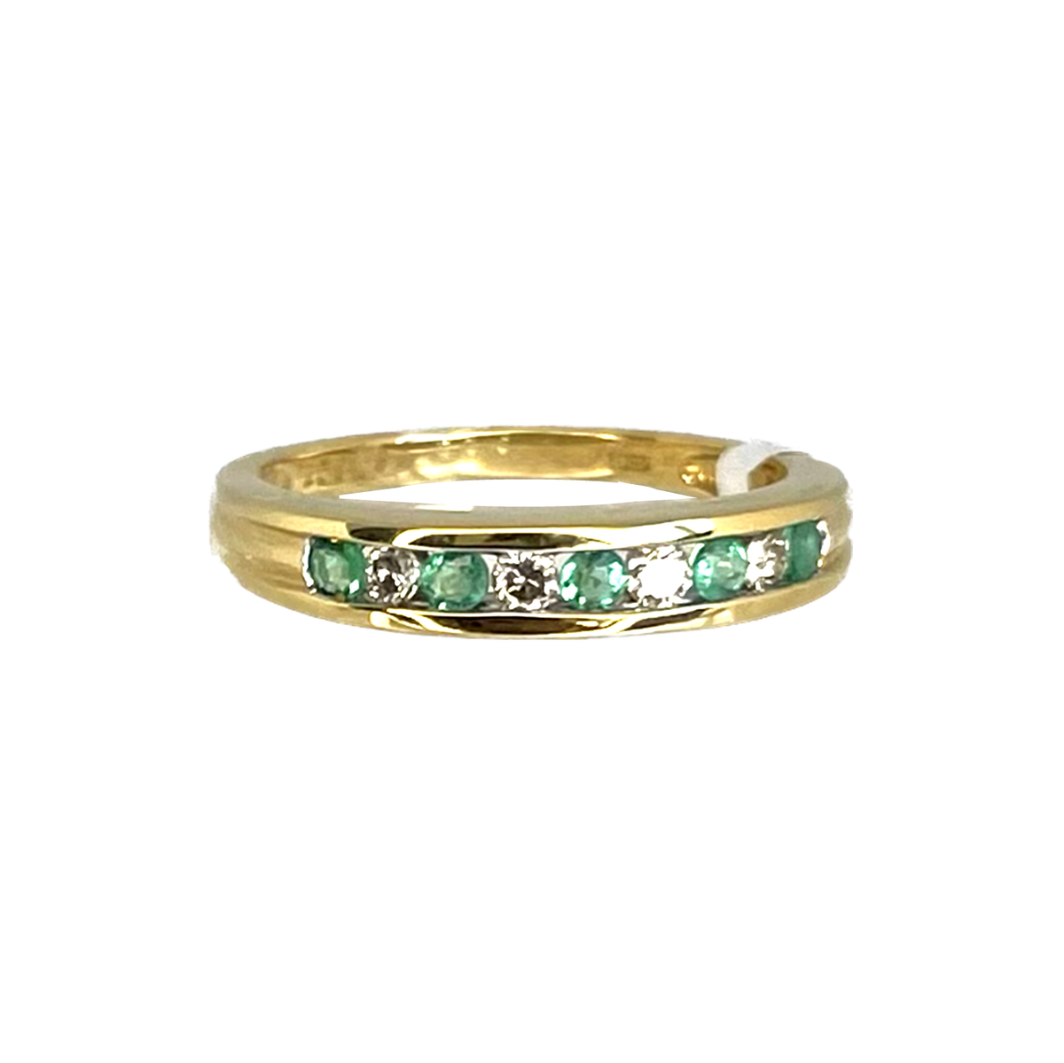18ct Yellow Gold, Diamond and Emerald Channel set Ring | Shop Today ...