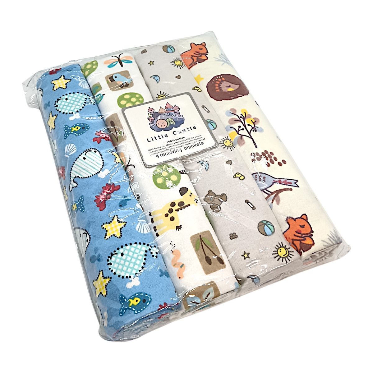Little Castle 4-Pack Soft Cotton Baby Receiving Blankets | Shop Today ...