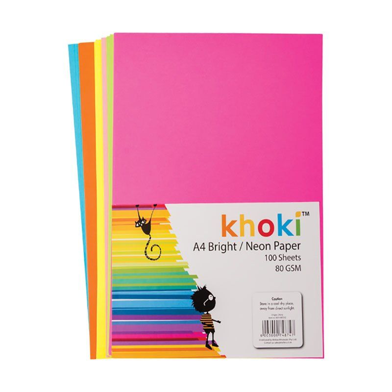 Khoki - Paper - Arts - Neon - Assorted Colors - A4 - 80gsm - 100 Sheets ...