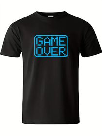 Game Over Blue Print Black Gamer Crew Neck Men's Gift T-Shirt | Shop ...