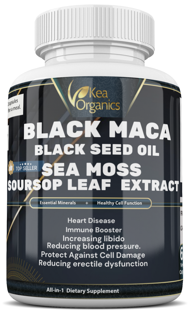 Kea Organics - Black Maca,Black Seed Oil,Sourso,Sea Moss-60 Veggie ...