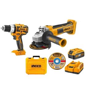 Ingco - Cordless Angle Grinder in Carry Case Kit + Brushless Impact ...