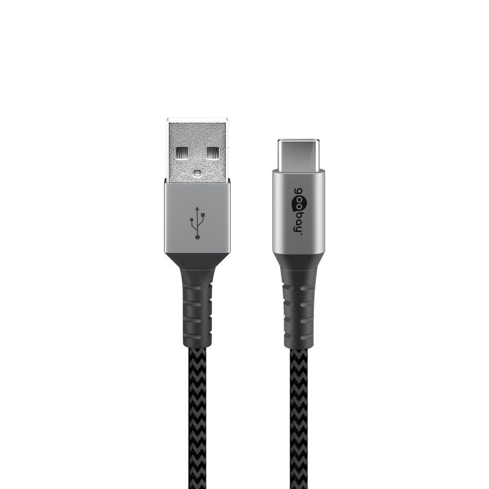 Goobay USB-C to USB-A Textile Cable with Metal Plugs - Space Grey ...