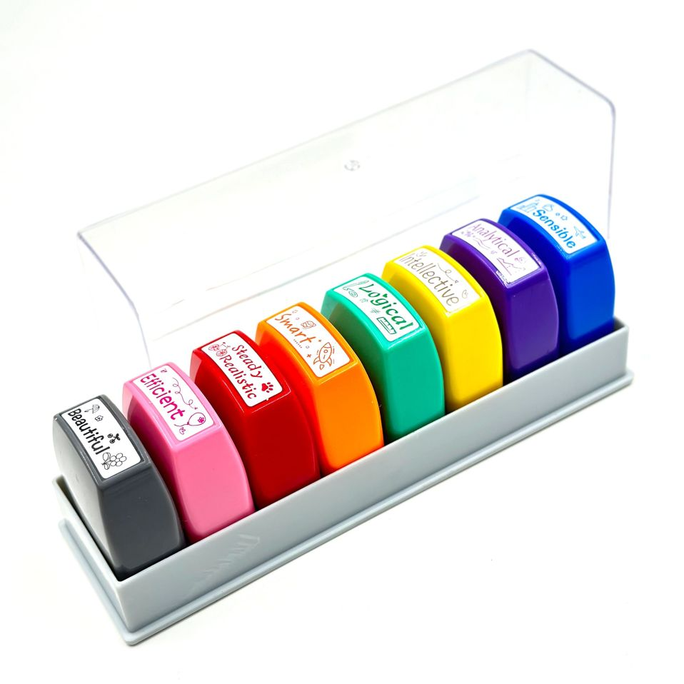 English Teacher High Grading MultiColour Message stamps set 8PCS in ...