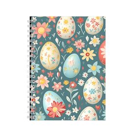 Blue Flower A5 Notebook Spiral Lined with Easter Graphic Notepad ...