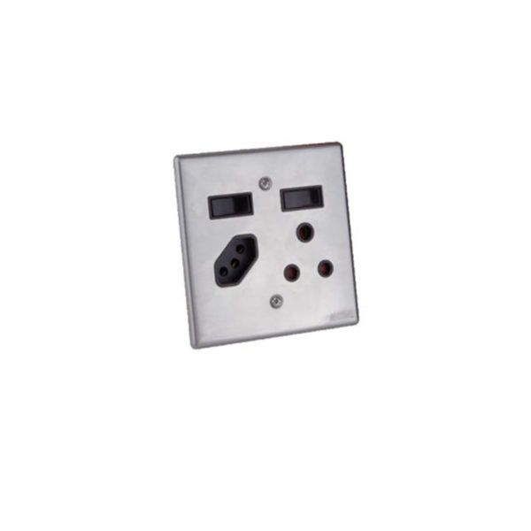 Ausma Double Wall Switched Socket 1x16A + 1X New 16A Silver Steel ...