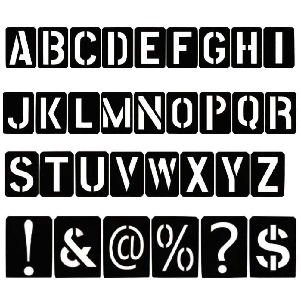 Craft DIY 32pc Large Calligraphy Letter Alphabet & Symbol Stencils ...
