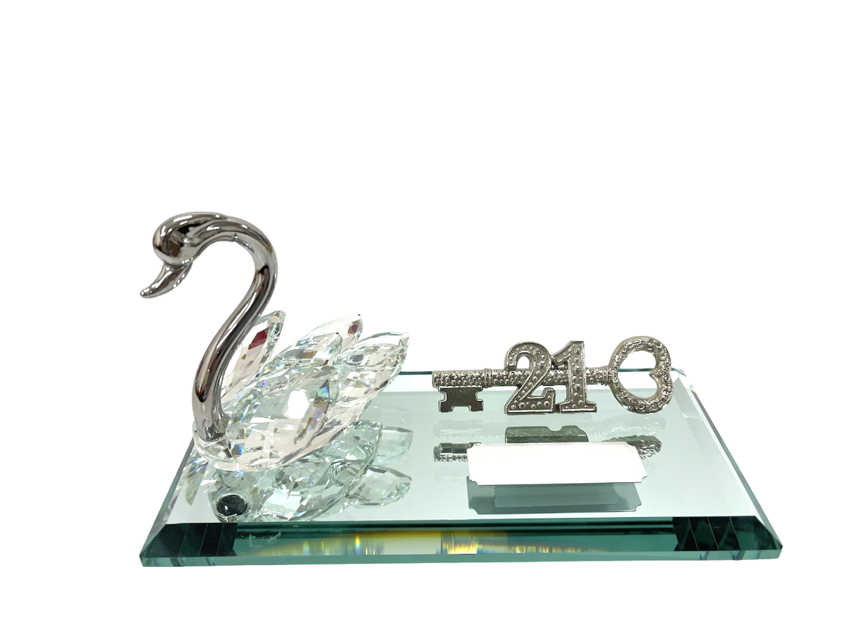 21st Key Crystal Swan Silver on Mirror Glass Base | Shop Today. Get it ...