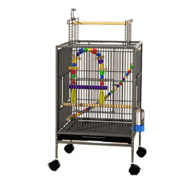 Pet Open Top Rolling Bird House Cage on Wheels with 10 Accessories ...