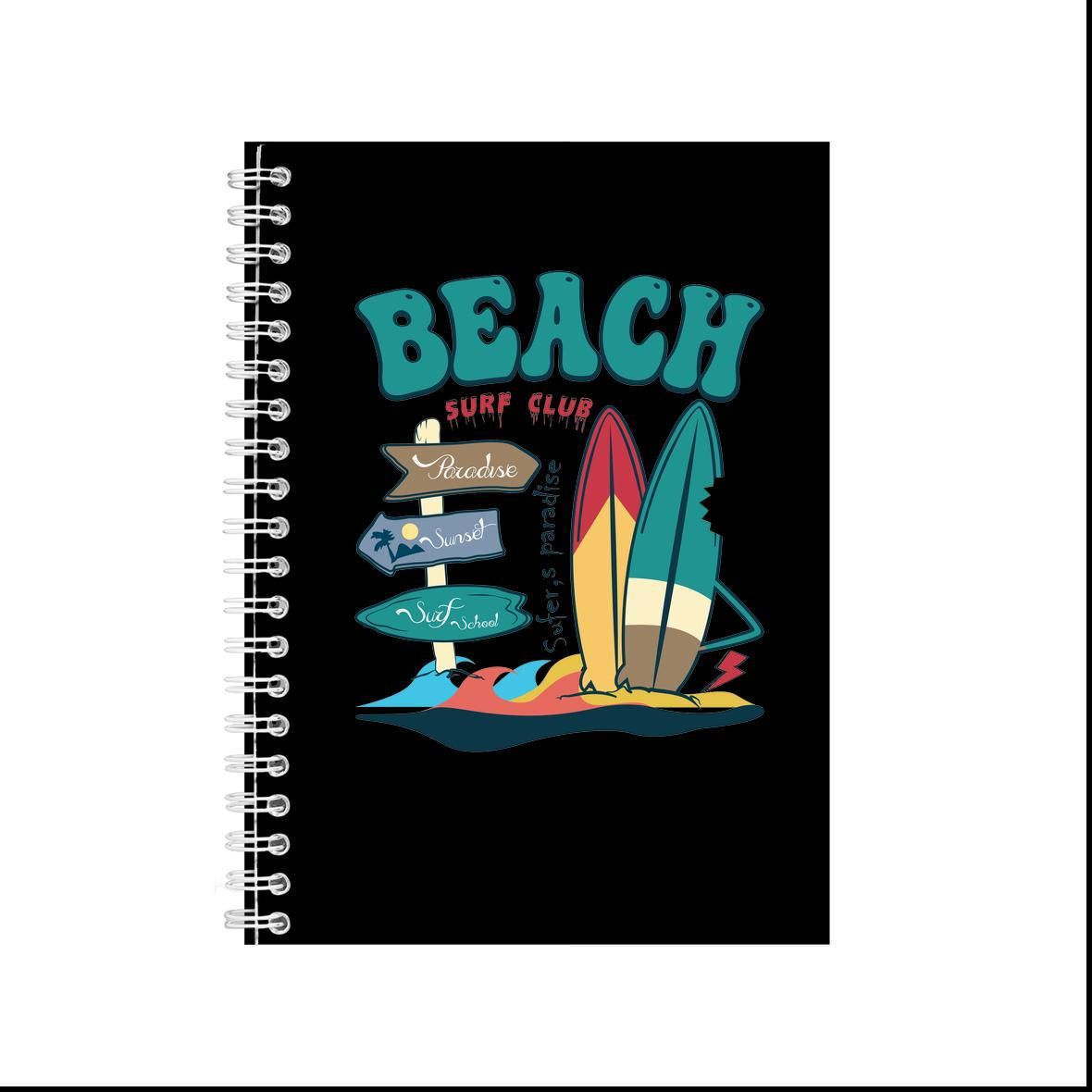 Beach Surf A5 Notebook Pad Lines Trendy Surfing Lovers Graphic Present ...