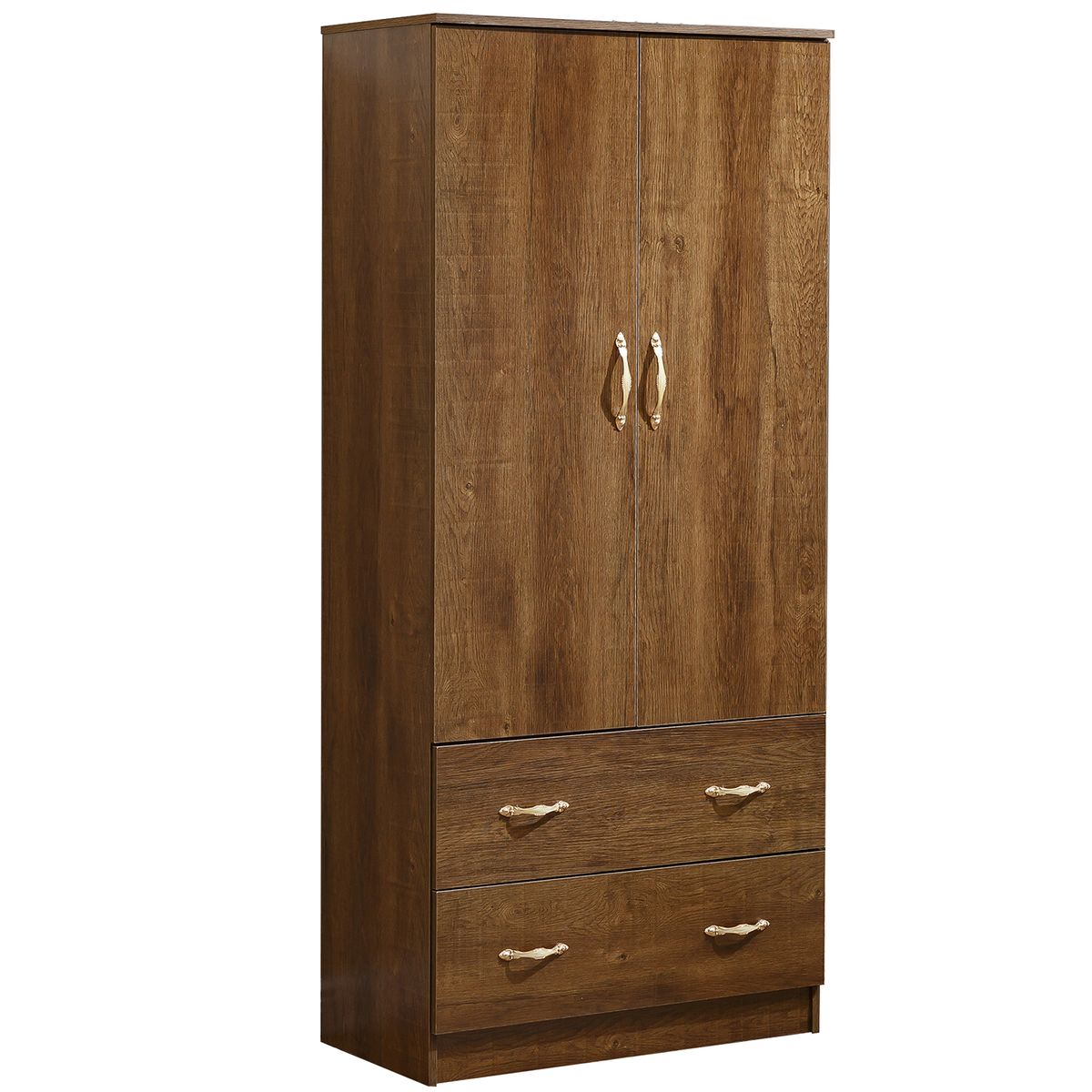 2 Door Wardrobe Closet 4 Drawers Armoire Storage Cabinet Clothes ...