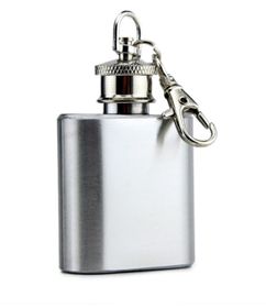 Mini Stainless Steel Key Chain Hip Flask - Travel Size 1oz | Shop Today ...