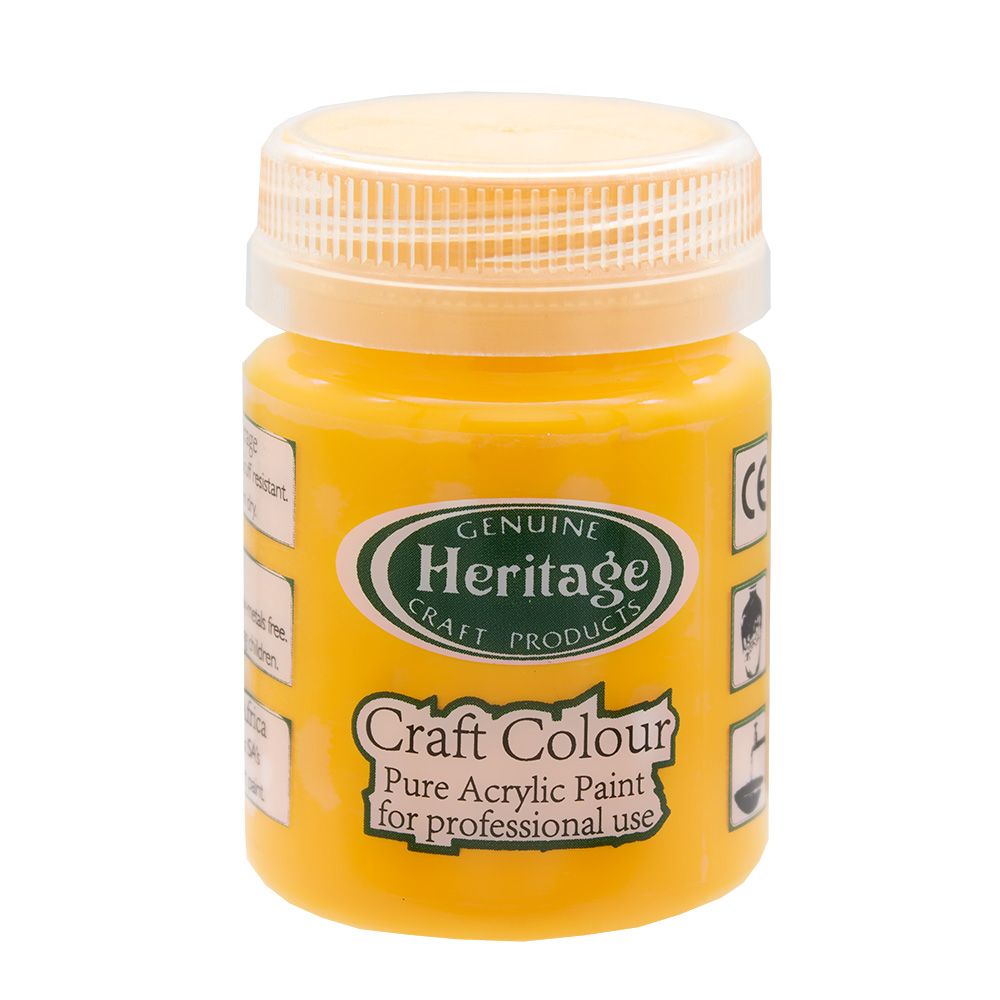 Heritage Pure Acrylic Paint - Craft Colour Range - 50ml - Sunset Yellow ...