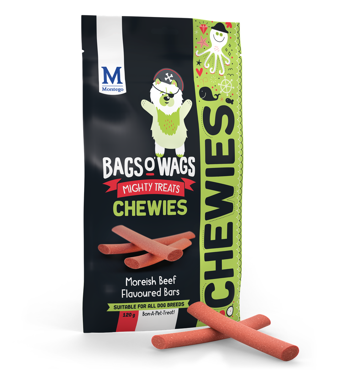 Montego Bags O' Wags - Chewies Beef Bars Dog Treats 120 g (Pack of 10 ...