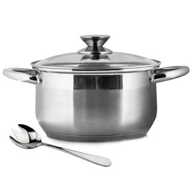 20cm - Stainless Steel Casserole with Glasss Lid with Meat Fork ...