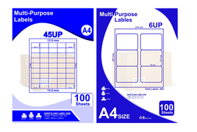 45 Up & 6 Up A4 Size Label Self Adhesive 100 Sheets - Bundle (2 x Pack ...