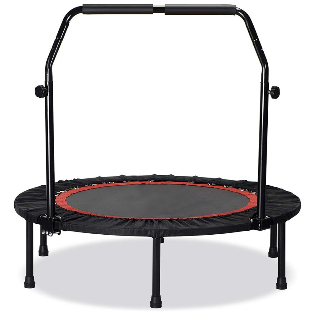 Foldable Fitness Bounce Exercise Trampoline with Adjustable Handle ...