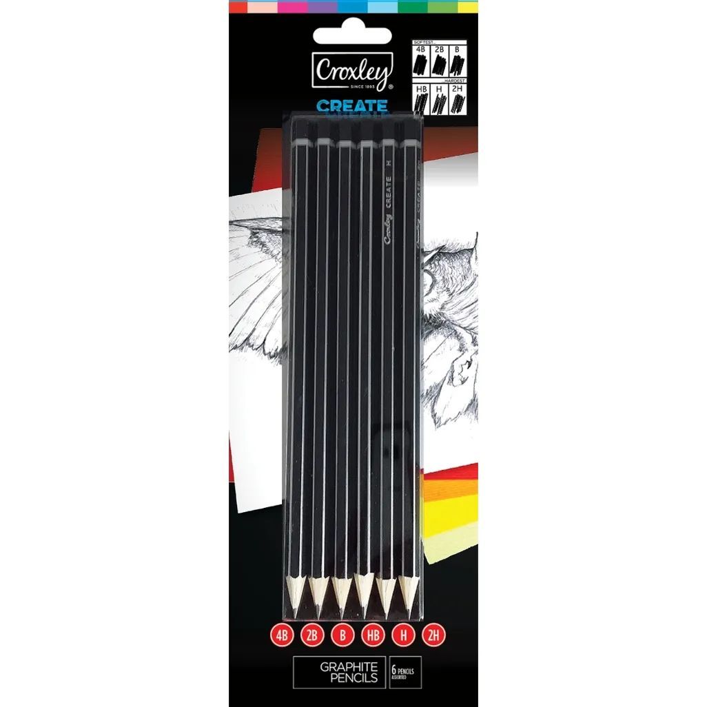 Croxley Create Drawing Set of 6 - 2H + H + B + HB + 2B + 4B | Shop ...