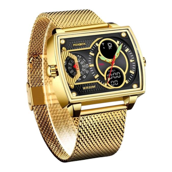 FOXBOX - Quartz Watch With Chronograph and Double Luminous - Gold ...