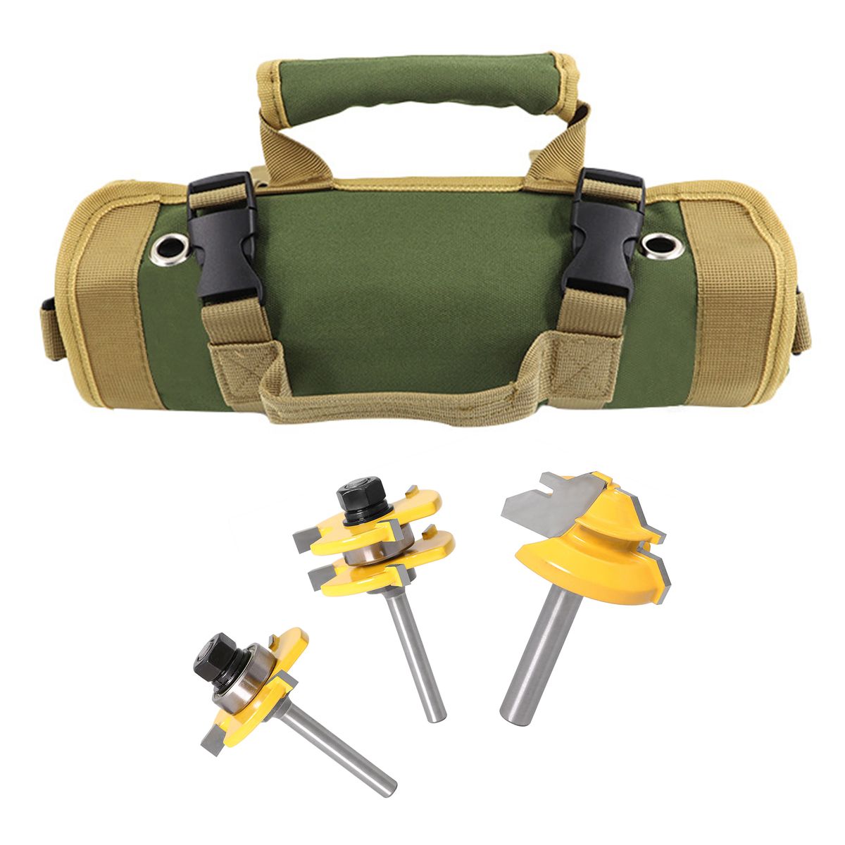 6mm Shank 45 Degree Lock Miter Router Set 3 Piece with Oxford Cloth ...