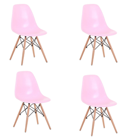 Wooden leg dining chair- 4 Pack Pink colour | Shop Today. Get it ...