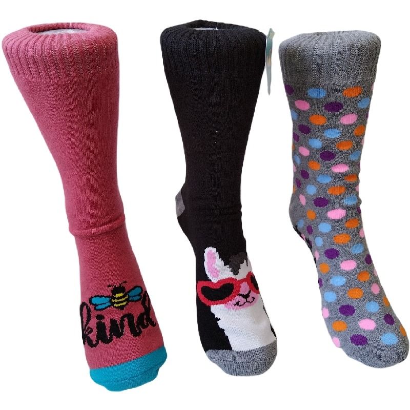 Adult Slipper Socks With Non Slip Grip Pads - Ladies - Assorted Pack of ...