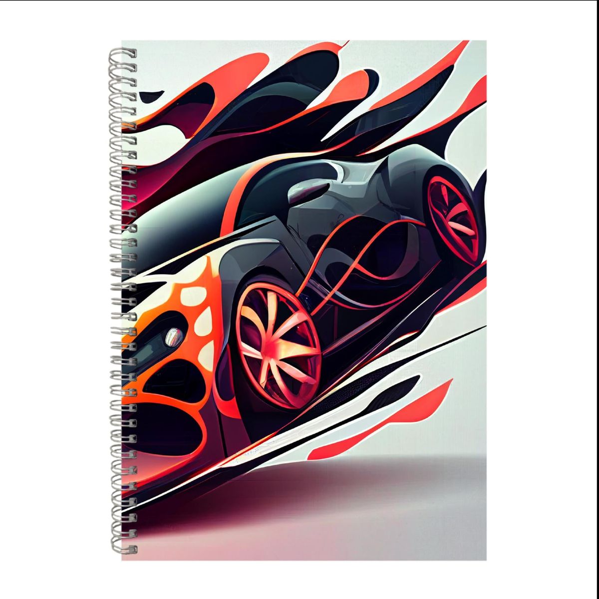 Flame A4 Notebook Pad Lines for Racing Car Lovers Trendy Graphic ...